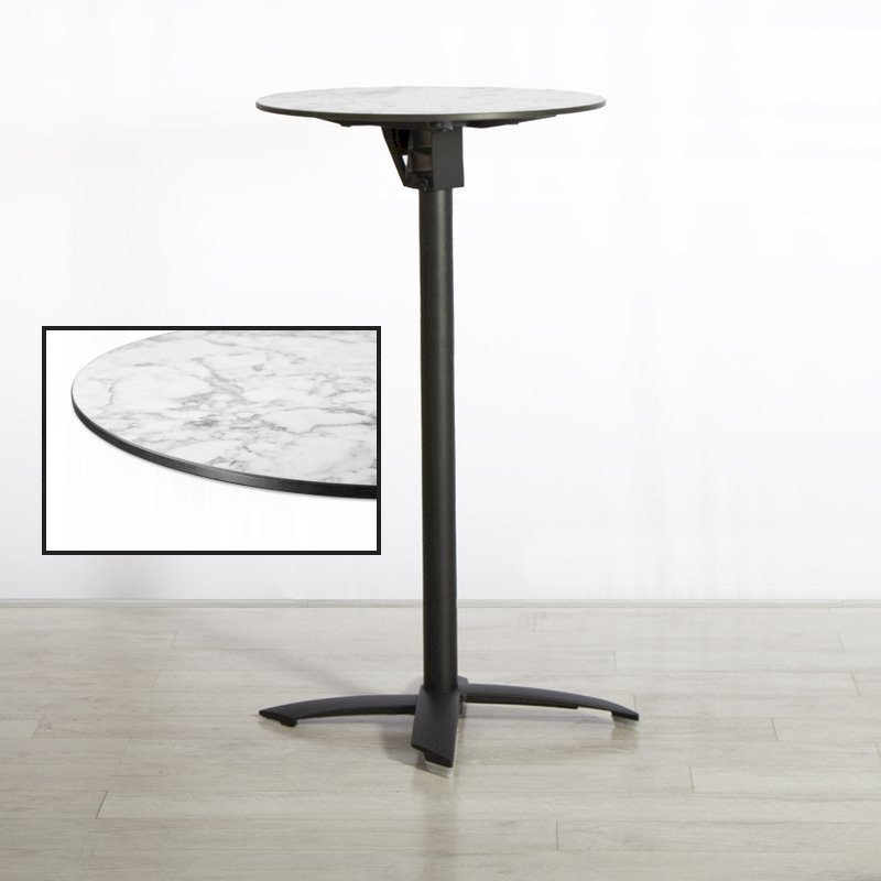 600mm White Marble Round Poseur Table | Poseur Table Hire