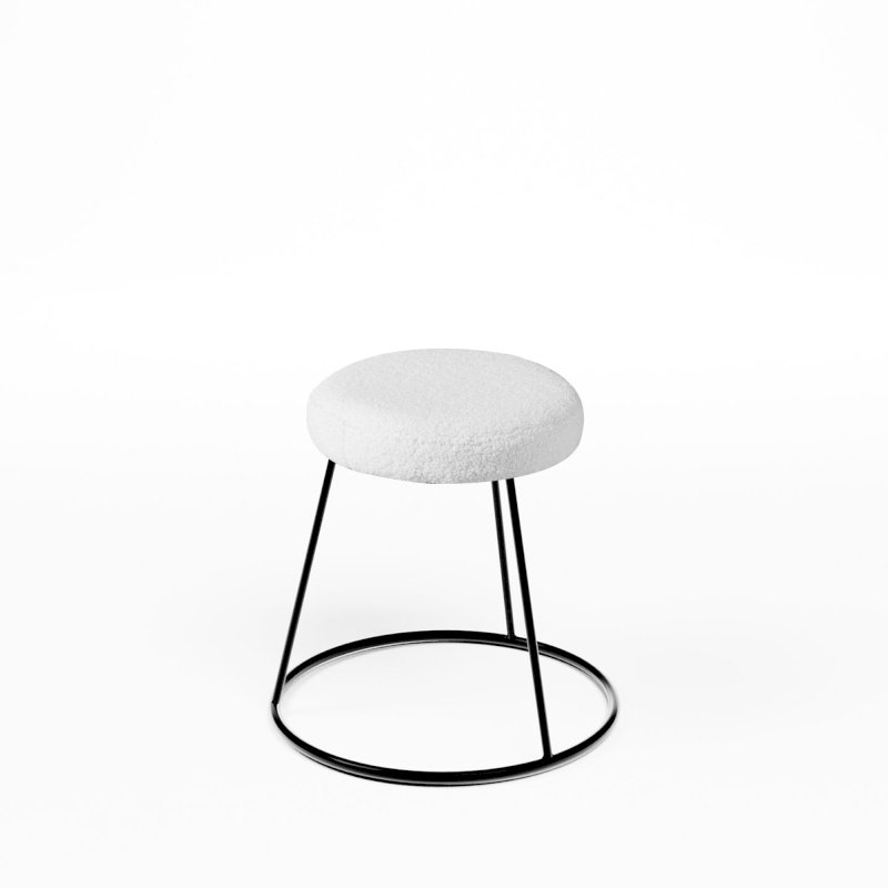 Low Black Chrome Spire Stool - White Pad | Stool Hire